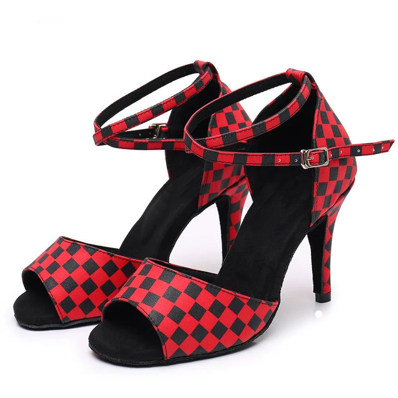 Women's Red Customized Heel Latin Shoes Salsa Shoes Ballroom Dance Sho ...