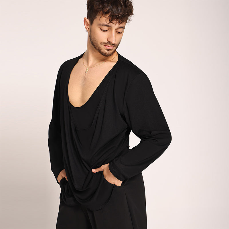 YES Men's Long Sleeves Latin Dance Tops Dance Wear – DanceandSway