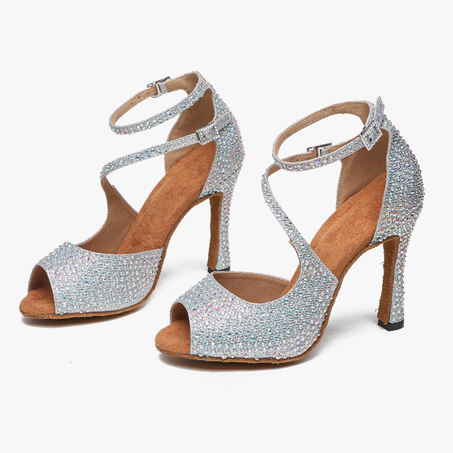 Women's Sparkling Glitter Customized Heel Dance Heels Salsa Shoes Ball ...