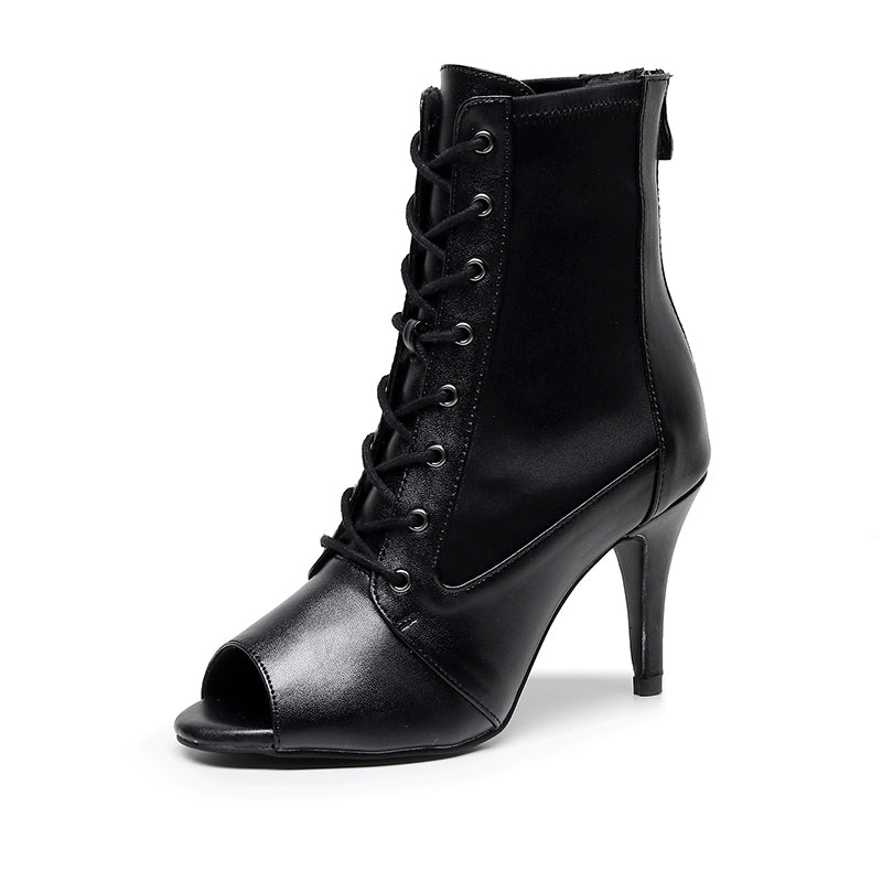 QJW Women's Customized Heel Rubber Sole Jazz Shoes Lace-up Dance Heels ...