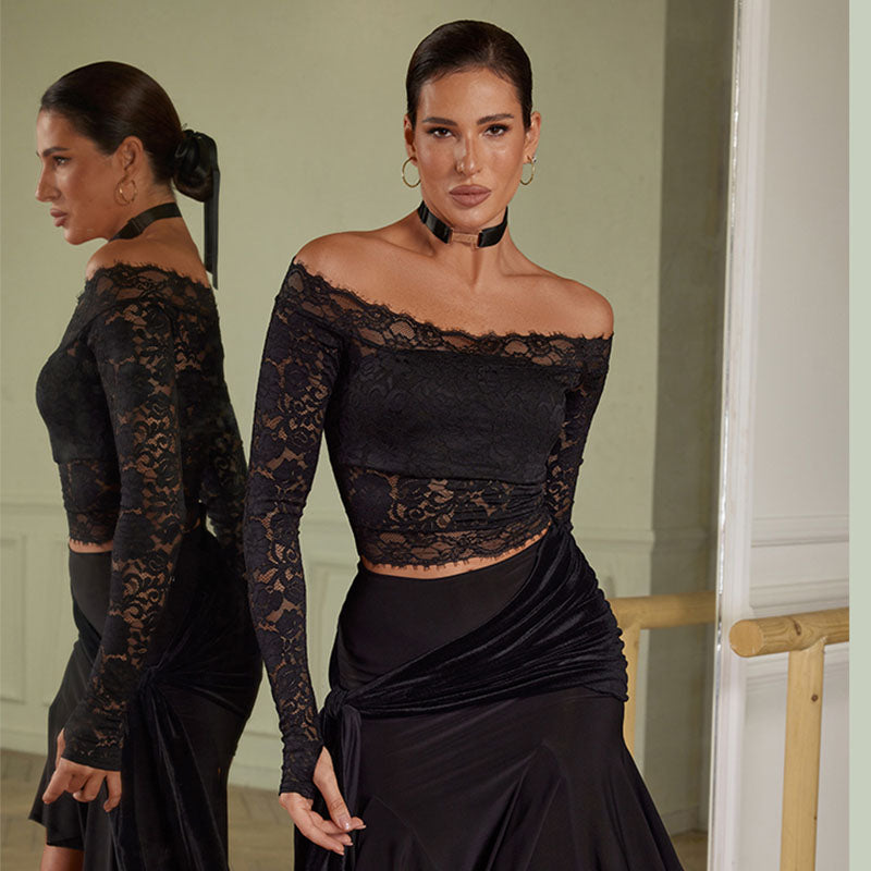 Z Women's Lace Long Sleeve Latin Dance Tops Dance Wear Dance Tops ...