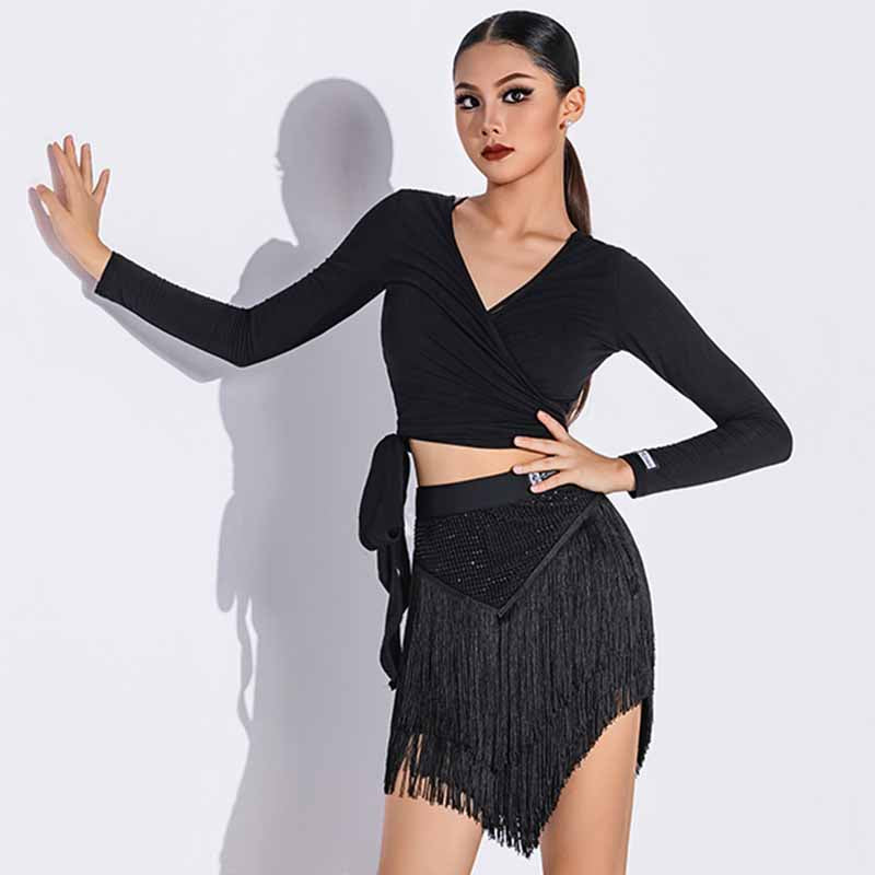 HC Women's V Neck Long Sleeve Latin Dance Tops Dance Wear Training Per ...