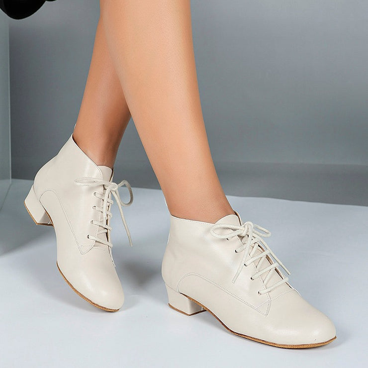 SH Women's Apricot 2.5cm Heel Jazz Shoes Lace-up Dance Heels Boots ...