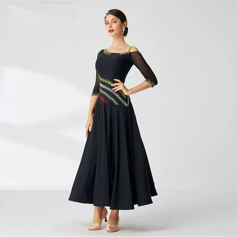 YUN Customisable-Women's Half sleeve Diamonds Dance Costume Dress For ...