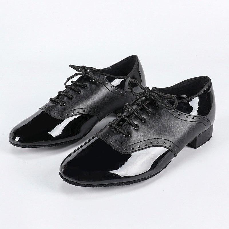 Men's 2cm Black Leatherette Heels Ballroom Dance Shoes – DanceandSway