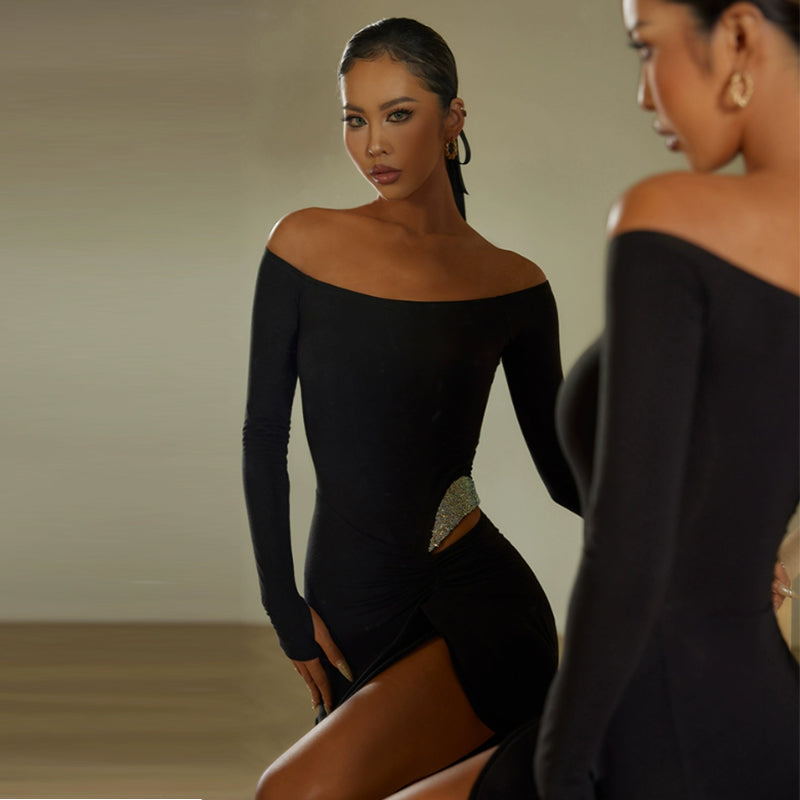 Z Women's One-Shoulder Long Sleeve Dance Dress DanceWear – DanceandSway