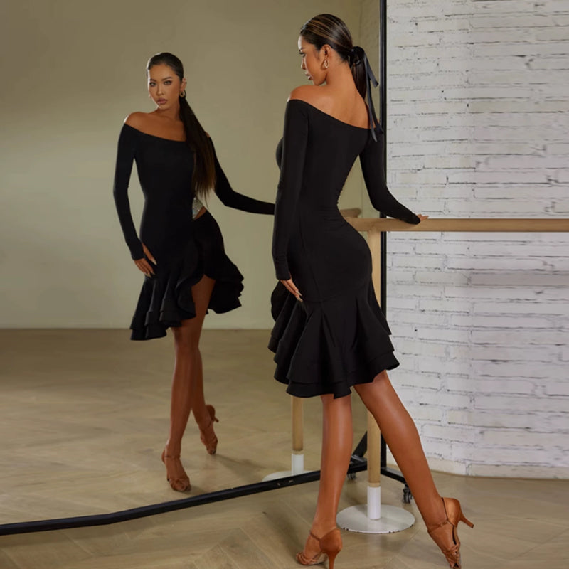Z Women's One-Shoulder Long Sleeve Dance Dress DanceWear – DanceandSway