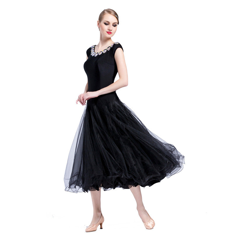 YUN Customisable-Women's Sleeveless Mesh Diamonds Waltz Modern Ballroo ...