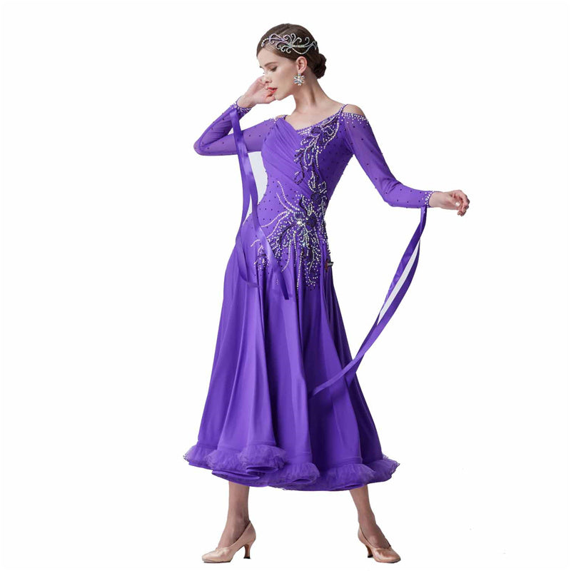 YUN Customisable-Women's Puple Diamonds Dance Costume Dress For Ballro ...