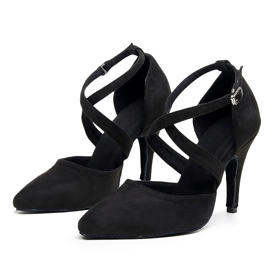 Women's 10cm Heel Velvet Dance Heels Ballroom Dance Shoes – DanceandSway