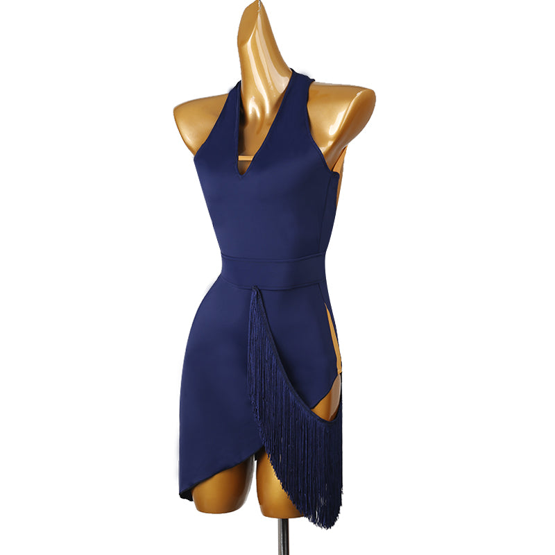 Customisable-Women's Navy Blue Tassel Dance Wear Dance Dress Performan ...