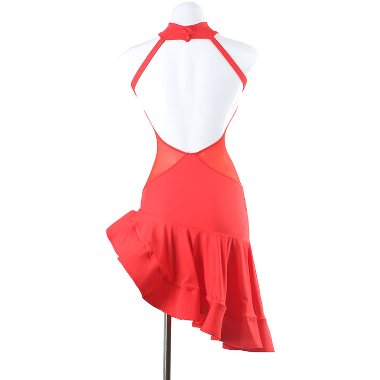 Customisable-Women's Red Ruffle Dance Wear Dance Dress Performance Wea ...