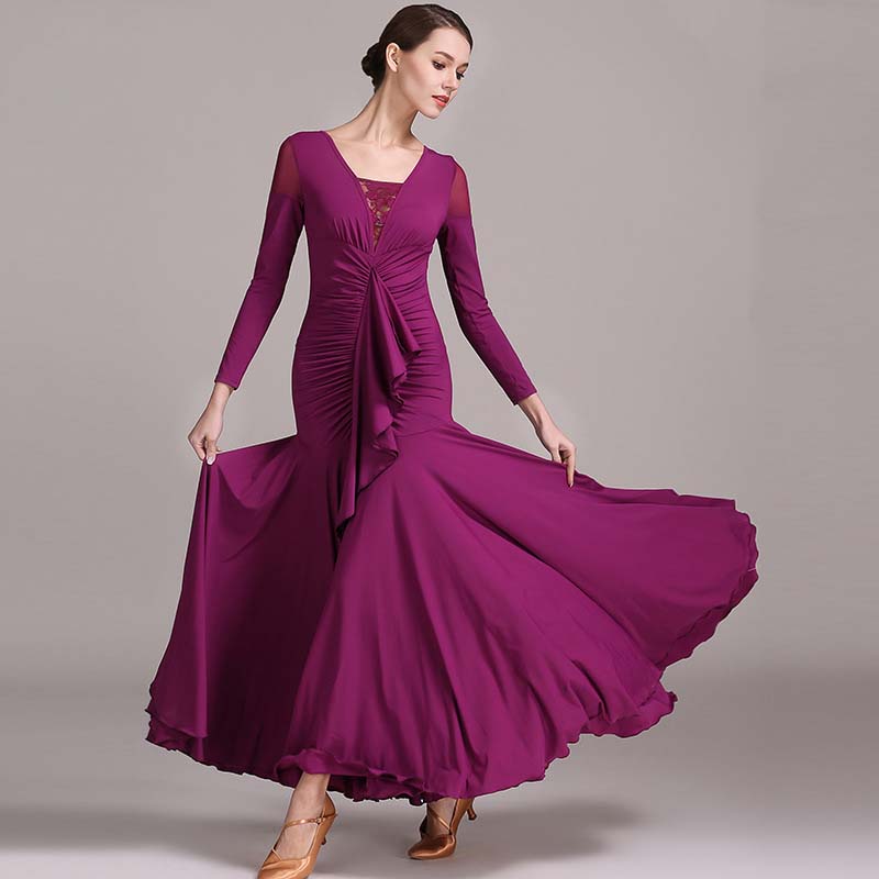 Women's Long Sleeve Modern Dance Dress Practice Dress Ballroom Dance C ...