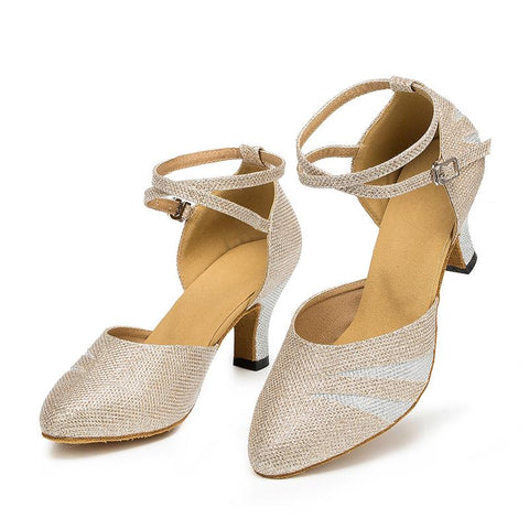 Women's Sparkling Glitter Customized Heel Ballroom Dance Shoes Modern ...