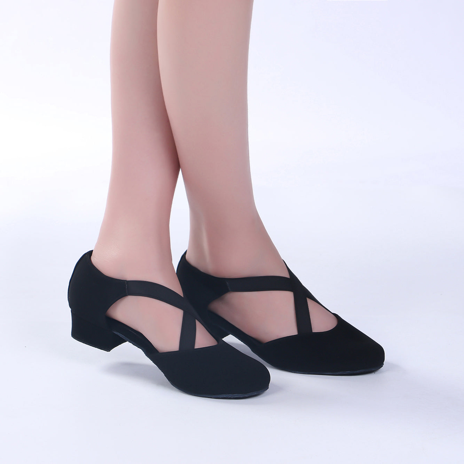 Women's Black Suede 3.5cm Heels Ballroom Dance Shoes Swing Dance Shoes ...