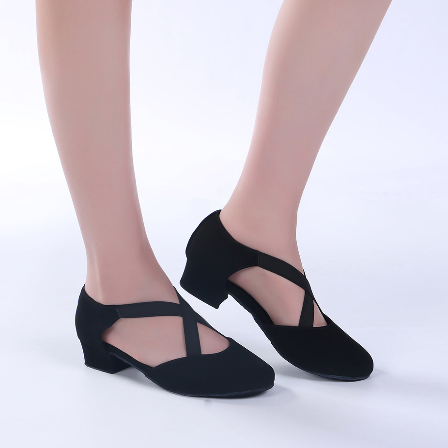 Women's Black Suede 3.5cm Heels Ballroom Dance Shoes Swing Dance Shoes ...