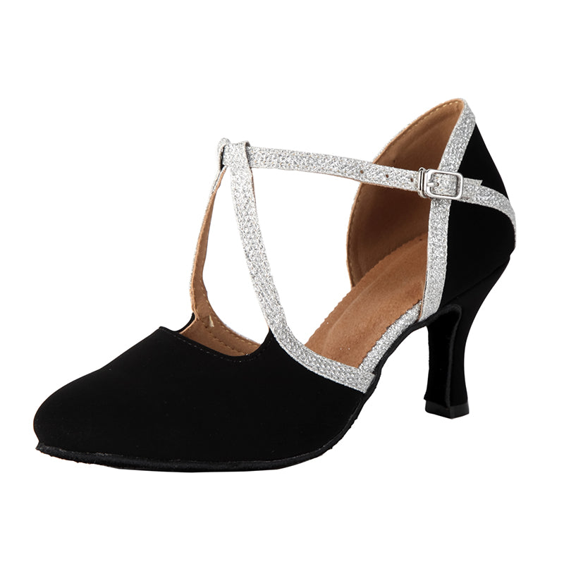 HW Women's Sparkling Glitter Customized Heels Ballroom Dance Shoes Mod ...