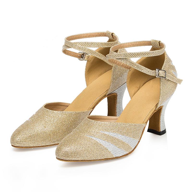Women's Sparkling Glitter Customized Heel Ballroom Dance Shoes Modern ...