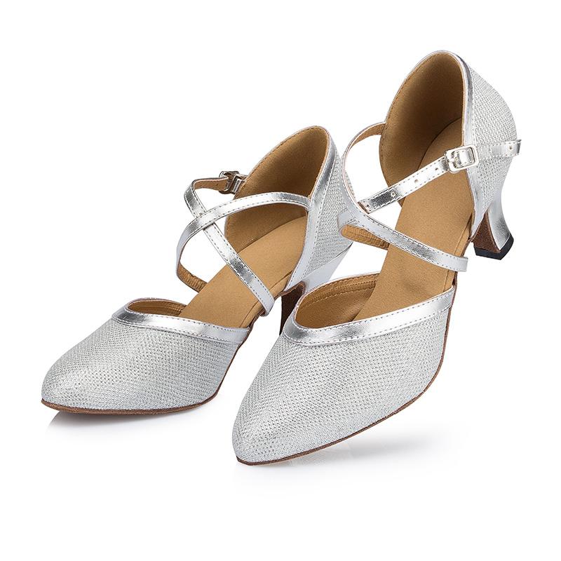 Women's Sparkling Glitter Customized Heel Ballroom Dance Shoes Modern ...