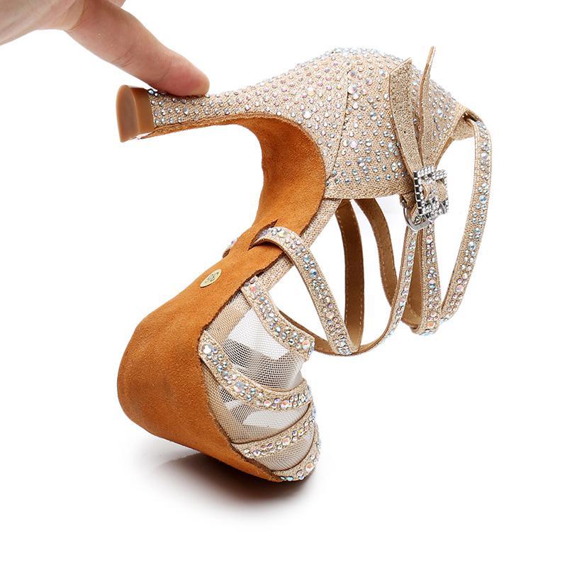 Women's Sparkling Glitter Customized Heel Salsa Latin Dance Shoes ...